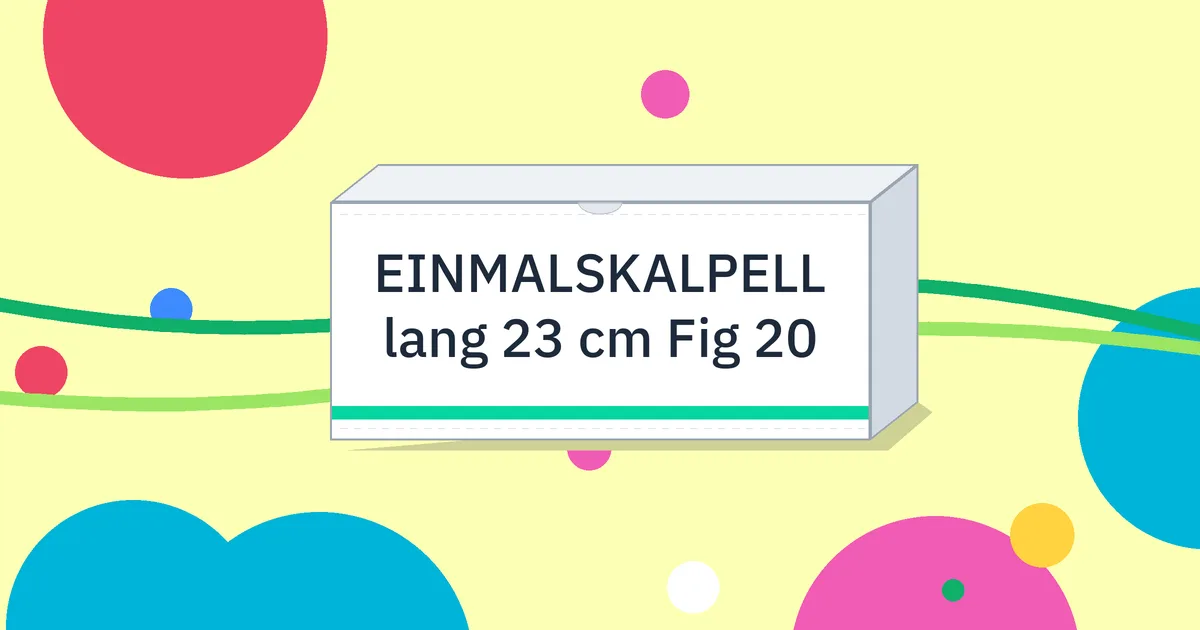 Symbolbild: Packung mit der Aufschrift EINMALSKALPELL lang 23 cm Fig 20 (PZN 09421909) – Verfügbarkeit und Bezug in Apotheken in Frankfurt am Main