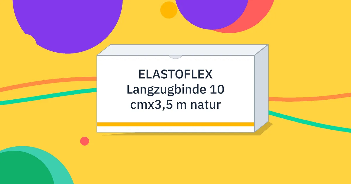 Symbolbild: Packung mit der Aufschrift ELASTOFLEX Langzugbinde 10 cmx3,5 m natur (PZN 17176223) – Verfügbarkeit und Bezug in Apotheken in Frankfurt am Main