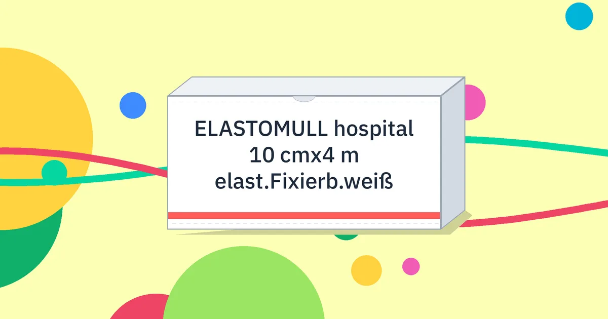 Symbolbild: Packung mit der Aufschrift ELASTOMULL hospital 10 cmx4 m elast.Fixierb.weiß (PZN 16027277) – Verfügbarkeit und Bezug in Apotheken in Frankfurt am Main