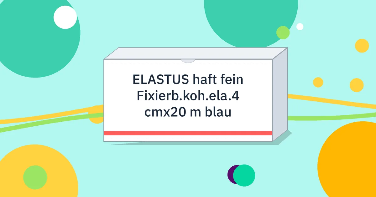 Symbolbild: Packung mit der Aufschrift ELASTUS haft fein Fixierb.koh.ela.4 cmx20 m blau (PZN 12855439) – Verfügbarkeit und Bezug in Apotheken in Frankfurt am Main