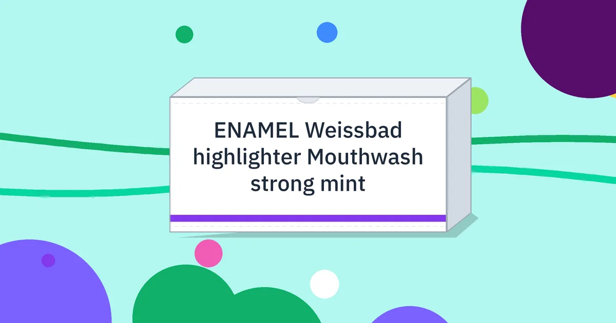 Symbolbild: Packung mit der Aufschrift ENAMEL Weissbad highlighter Mouthwash strong mint (PZN 18137395) – Verfügbarkeit und Bezug in Apotheken in Frankfurt am Main