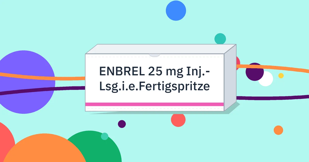 Symbolbild: Packung mit der Aufschrift ENBREL 25 mg Inj.-Lsg.i.e.Fertigspritze (PZN 06161922) – Verfügbarkeit und Bezug in Apotheken in Frankfurt am Main