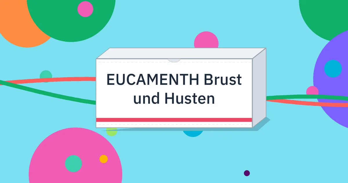 Symbolbild: Packung mit der Aufschrift EUCAMENTH Brust und Husten (PZN 03364932) – Verfügbarkeit und Bezug in Apotheken in Frankfurt am Main
