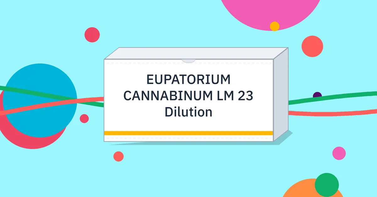 Symbolbild: Packung mit der Aufschrift EUPATORIUM CANNABINUM LM 23 Dilution (PZN 12845895) – Verfügbarkeit und Bezug in Apotheken in Frankfurt am Main