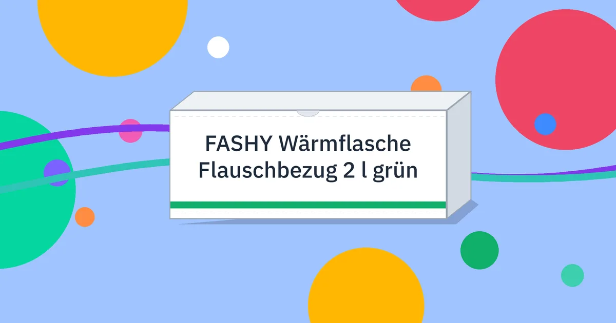 Symbolbild: Packung mit der Aufschrift FASHY Wärmflasche Flauschbezug 2 l grün (PZN 19682485) – Verfügbarkeit und Bezug in Apotheken in Frankfurt am Main