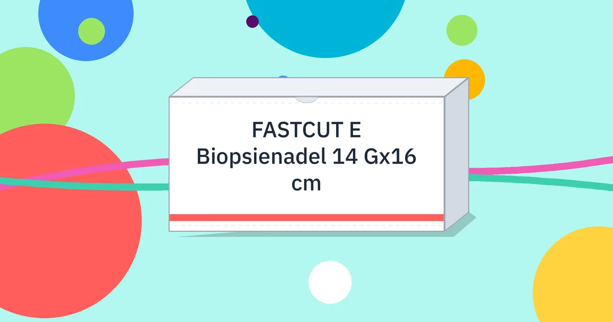 Symbolbild: Packung mit der Aufschrift FASTCUT E Biopsienadel 14 Gx16 cm (PZN 16922405) – Verfügbarkeit und Bezug in Apotheken in Frankfurt am Main