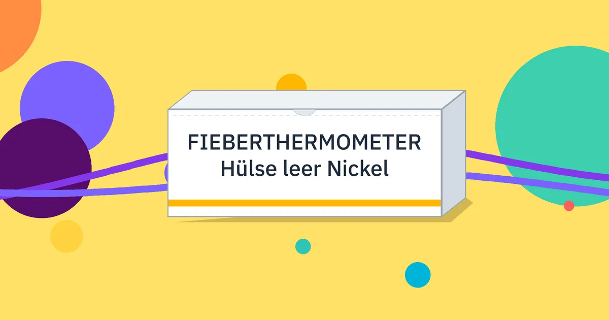 Symbolbild: Packung mit der Aufschrift FIEBERTHERMOMETER Hülse leer Nickel (PZN 01739701) – Verfügbarkeit und Bezug in Apotheken in Frankfurt am Main
