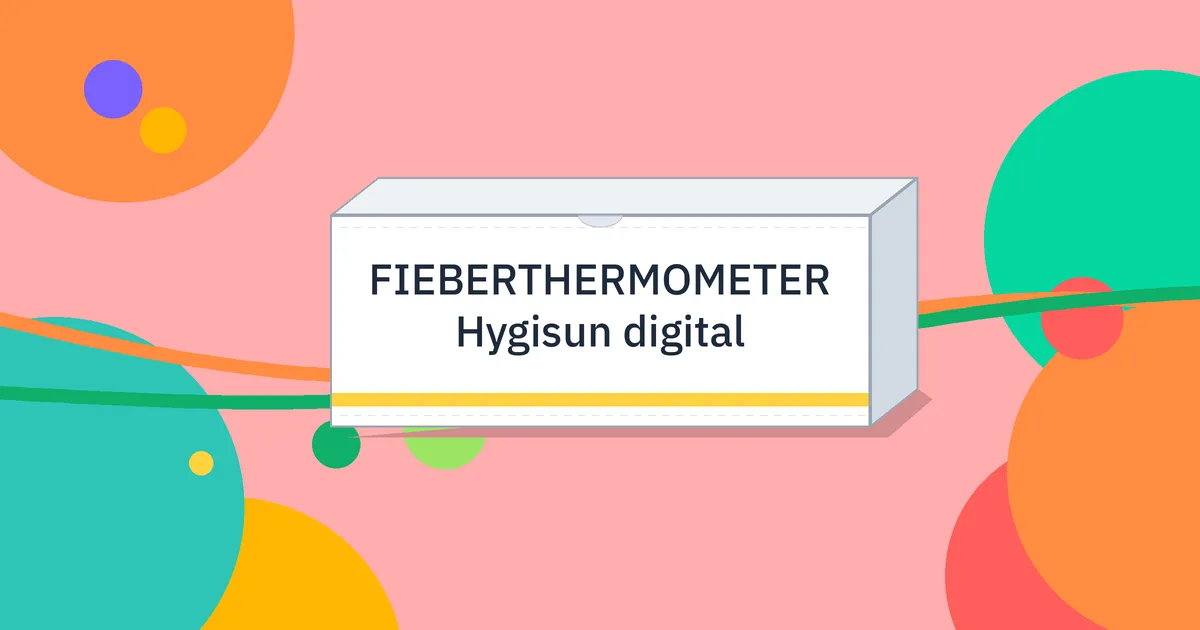 Symbolbild: Packung mit der Aufschrift FIEBERTHERMOMETER Hygisun digital (PZN 17266587) – Verfügbarkeit und Bezug in Apotheken in Frankfurt am Main