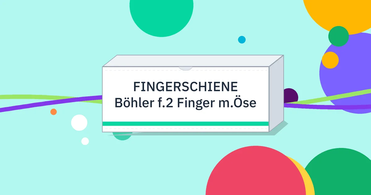 Symbolbild: Packung mit der Aufschrift FINGERSCHIENE Böhler f.2 Finger m.Öse (PZN 06996472) – Verfügbarkeit und Bezug in Apotheken in Frankfurt am Main