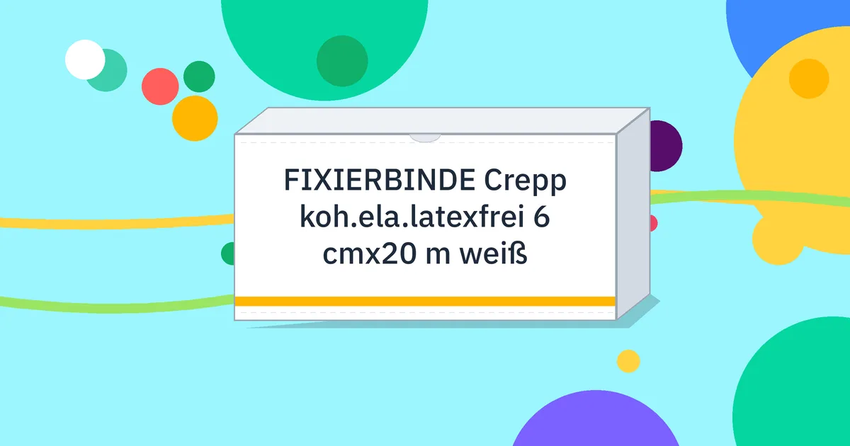 Symbolbild: Packung mit der Aufschrift FIXIERBINDE Crepp koh.ela.latexfrei 6 cmx20 m weiß (PZN 12397741) – Verfügbarkeit und Bezug in Apotheken in Frankfurt am Main