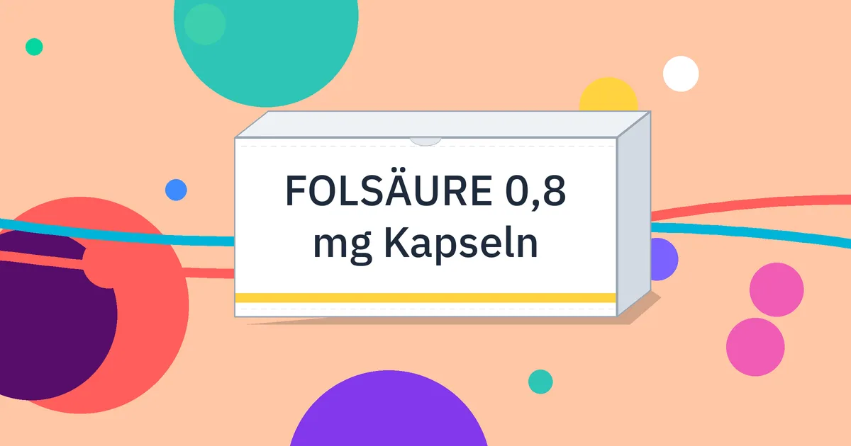 Symbolbild: Packung mit der Aufschrift FOLSÄURE 0,8 mg Kapseln (PZN 13329701) – Verfügbarkeit und Bezug in Apotheken in Frankfurt am Main