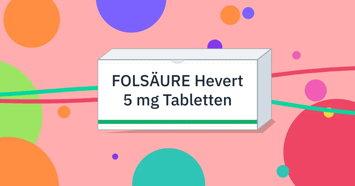Symbolbild: Packung mit der Aufschrift FOLSÄURE Hevert 5 mg Tabletten (PZN 18293103) – Verfügbarkeit und Bezug in Apotheken in Frankfurt am Main