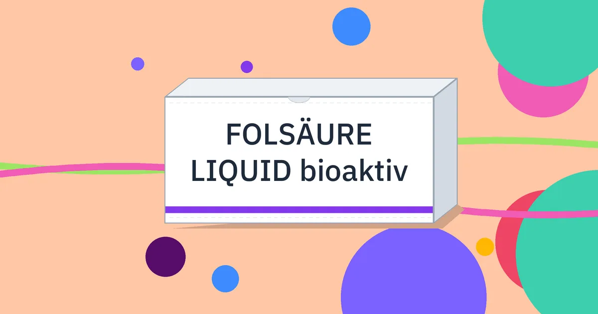 Symbolbild: Packung mit der Aufschrift FOLSÄURE LIQUID bioaktiv (PZN 19132922) – Verfügbarkeit und Bezug in Apotheken in Frankfurt am Main