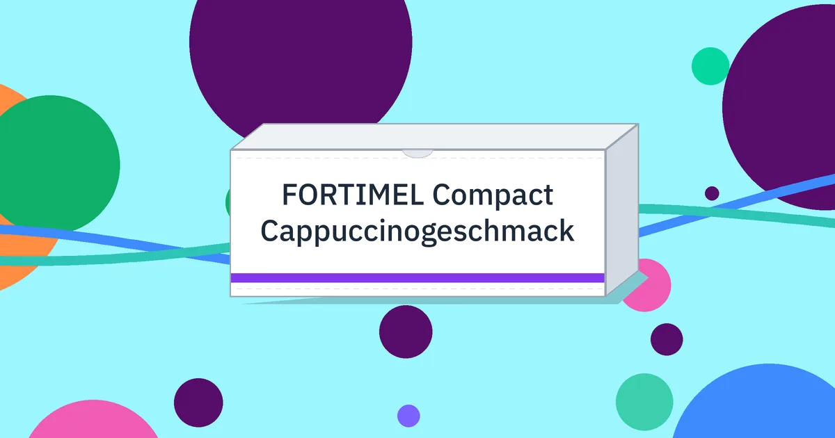 Symbolbild: Packung mit der Aufschrift FORTIMEL Compact Cappuccinogeschmack (PZN 09265935) – Verfügbarkeit und Bezug in Apotheken in Frankfurt am Main