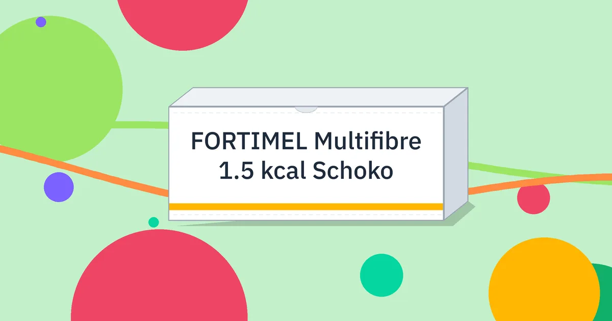 Symbolbild: Packung mit der Aufschrift FORTIMEL Multifibre 1.5 kcal Schoko (PZN 19531800) – Verfügbarkeit und Bezug in Apotheken in Frankfurt am Main