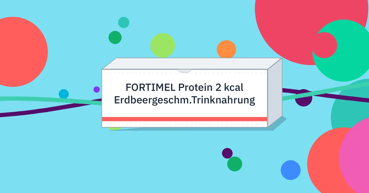 Symbolbild: Packung mit der Aufschrift FORTIMEL Protein 2 kcal Erdbeergeschm.Trinknahrung (PZN 19460508) – Verfügbarkeit und Bezug in Apotheken in Frankfurt am Main