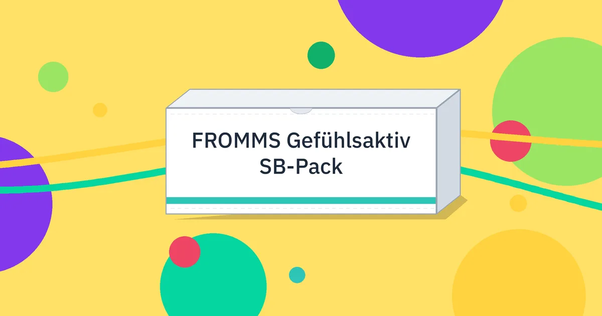 Symbolbild: Packung mit der Aufschrift FROMMS Gefühlsaktiv SB-Pack (PZN 07560707) – Verfügbarkeit und Bezug in Apotheken in Frankfurt am Main
