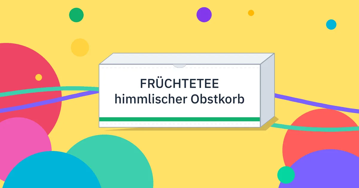 Symbolbild: Packung mit der Aufschrift FRÜCHTETEE himmlischer Obstkorb (PZN 01425641) – Verfügbarkeit und Bezug in Apotheken in Frankfurt am Main