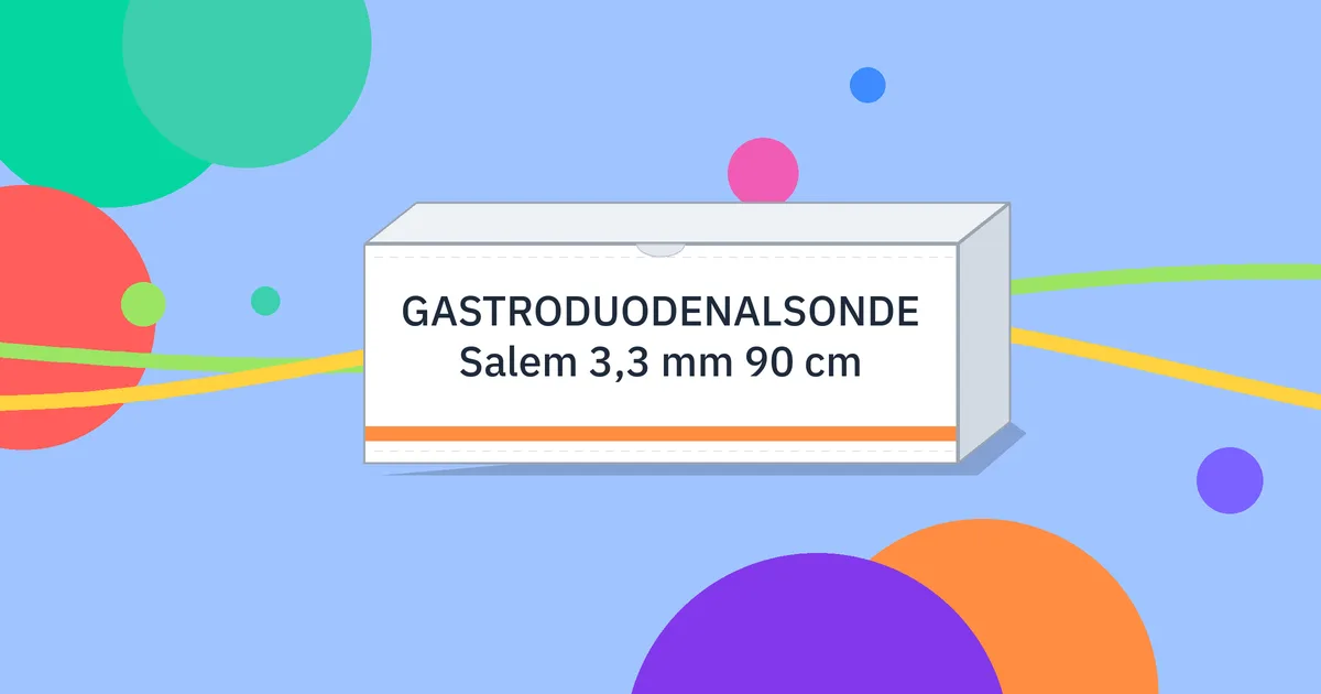 Symbolbild: Packung mit der Aufschrift GASTRODUODENALSONDE Salem 3,3 mm 90 cm (PZN 00903334) – Verfügbarkeit und Bezug in Apotheken in Frankfurt am Main