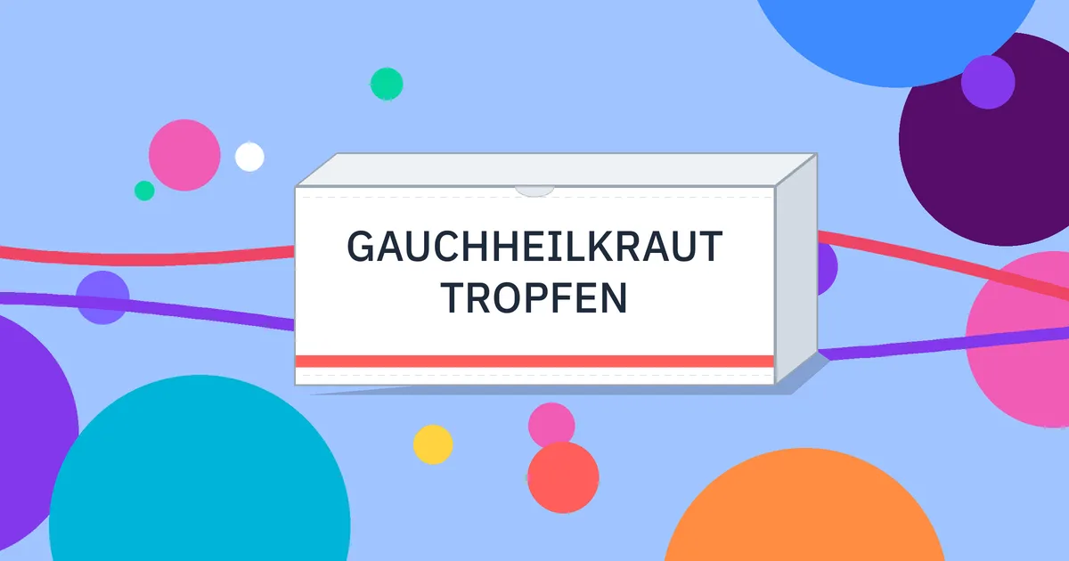 Symbolbild: Packung mit der Aufschrift GAUCHHEILKRAUT TROPFEN (PZN 14284231) – Verfügbarkeit und Bezug in Apotheken in Frankfurt am Main