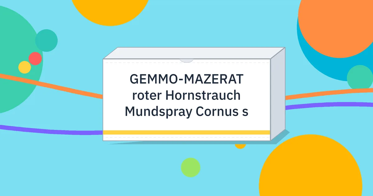 Symbolbild: Packung mit der Aufschrift GEMMO-MAZERAT roter Hornstrauch Mundspray Cornus s (PZN 19842285) – Verfügbarkeit und Bezug in Apotheken in Frankfurt am Main