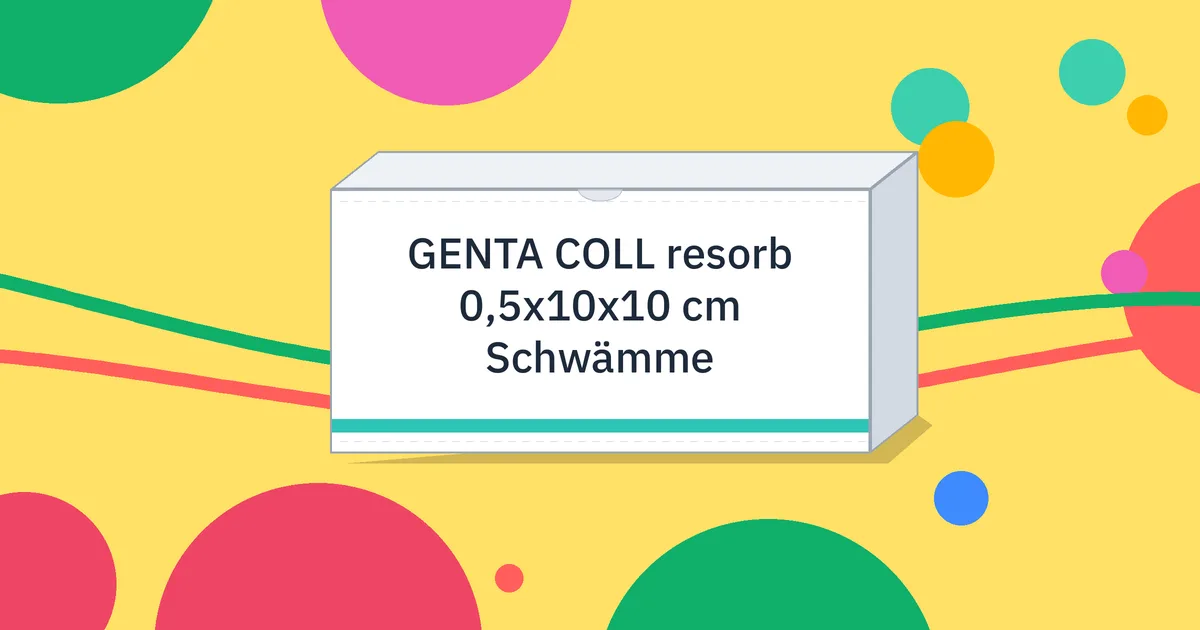 Symbolbild: Packung mit der Aufschrift GENTA COLL resorb 0,5x10x10 cm Schwämme (PZN 01613503) – Verfügbarkeit und Bezug in Apotheken in Frankfurt am Main