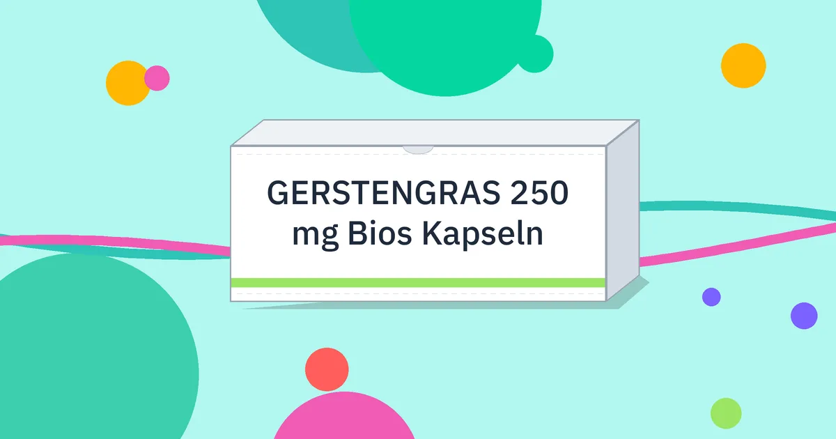 Symbolbild: Packung mit der Aufschrift GERSTENGRAS 250 mg Bios Kapseln (PZN 06106596) – Verfügbarkeit und Bezug in Apotheken in Frankfurt am Main