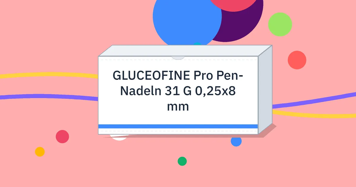 Symbolbild: Packung mit der Aufschrift GLUCEOFINE Pro Pen-Nadeln 31 G 0,25x8 mm (PZN 20548800) – Verfügbarkeit und Bezug in Apotheken in Frankfurt am Main