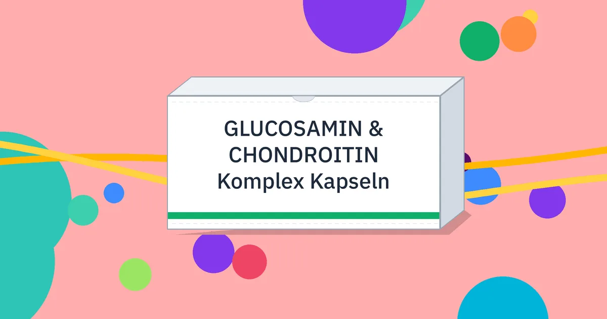 Symbolbild: Packung mit der Aufschrift GLUCOSAMIN & CHONDROITIN Komplex Kapseln (PZN 16762278) – Verfügbarkeit und Bezug in Apotheken in Frankfurt am Main