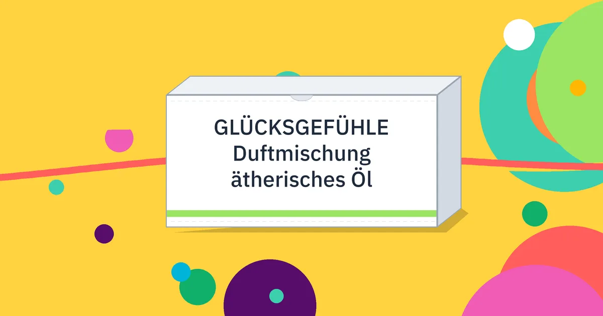 Symbolbild: Packung mit der Aufschrift GLÜCKSGEFÜHLE Duftmischung ätherisches Öl (PZN 15394482) – Verfügbarkeit und Bezug in Apotheken in Frankfurt am Main