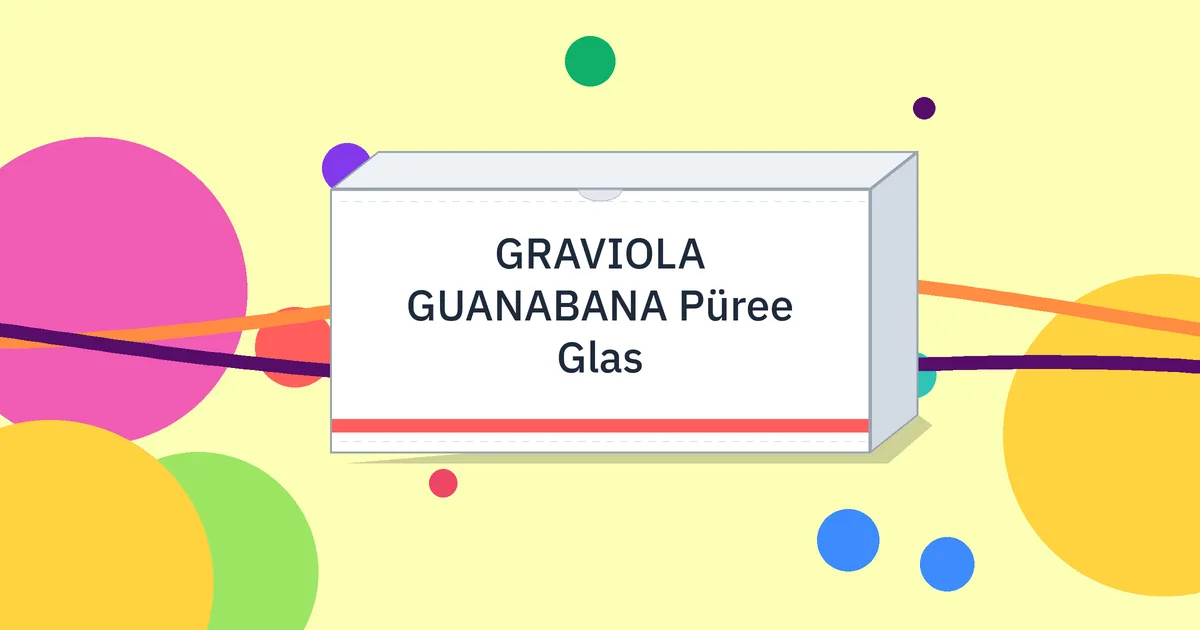 Symbolbild: Packung mit der Aufschrift GRAVIOLA GUANABANA Püree Glas (PZN 11304163) – Verfügbarkeit und Bezug in Apotheken in Frankfurt am Main