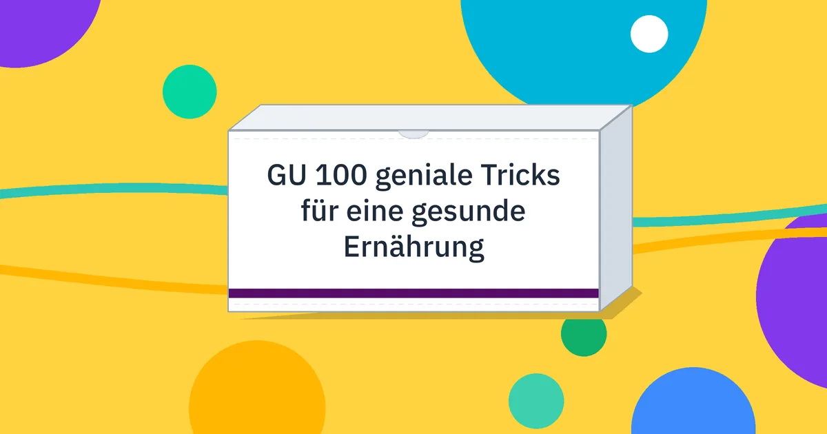 Symbolbild: Packung mit der Aufschrift GU 100 geniale Tricks für eine gesunde Ernährung (PZN 19207471) – Verfügbarkeit und Bezug in Apotheken in Frankfurt am Main