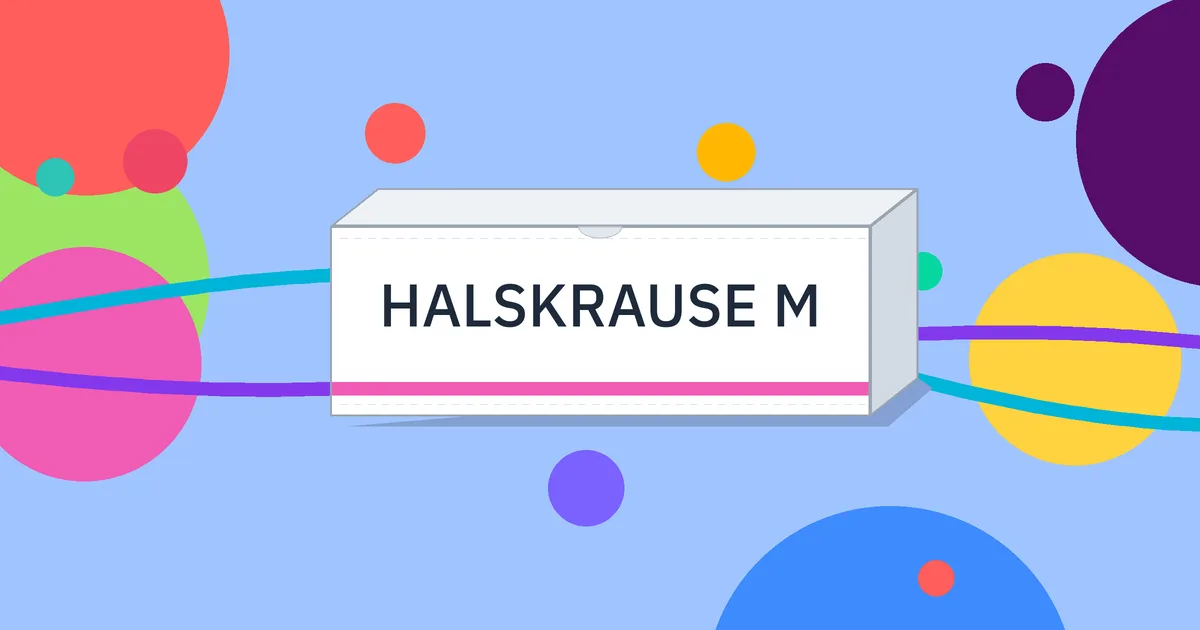 Symbolbild: Packung mit der Aufschrift HALSKRAUSE M (PZN 02234127) – Verfügbarkeit und Bezug in Apotheken in Frankfurt am Main