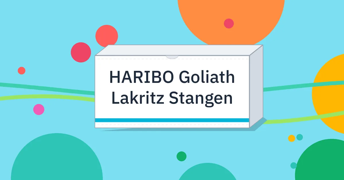 Symbolbild: Packung mit der Aufschrift HARIBO Goliath Lakritz Stangen (PZN 04649068) – Verfügbarkeit und Bezug in Apotheken in Frankfurt am Main
