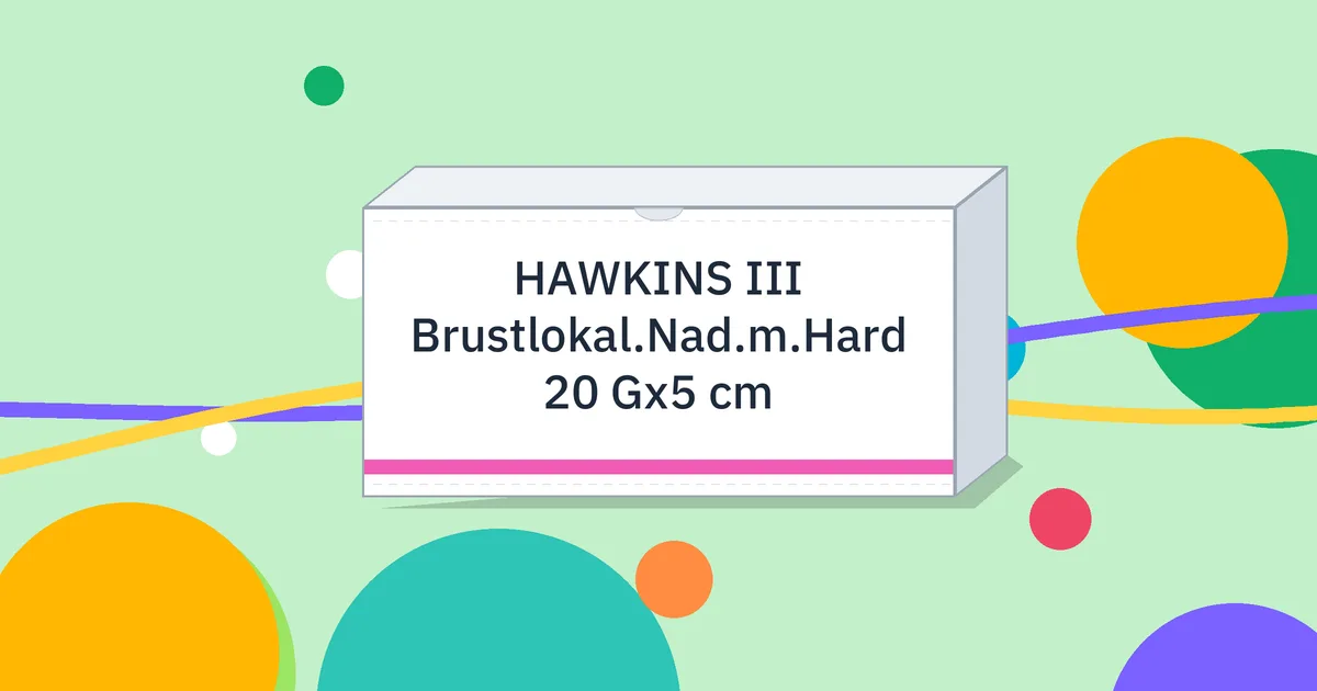 Symbolbild: Packung mit der Aufschrift HAWKINS III Brustlokal.Nad.m.Hard 20 Gx5 cm (PZN 06772318) – Verfügbarkeit und Bezug in Apotheken in Frankfurt am Main