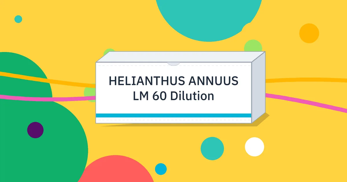 Symbolbild: Packung mit der Aufschrift HELIANTHUS ANNUUS LM 60 Dilution (PZN 12886055) – Verfügbarkeit und Bezug in Apotheken in Frankfurt am Main