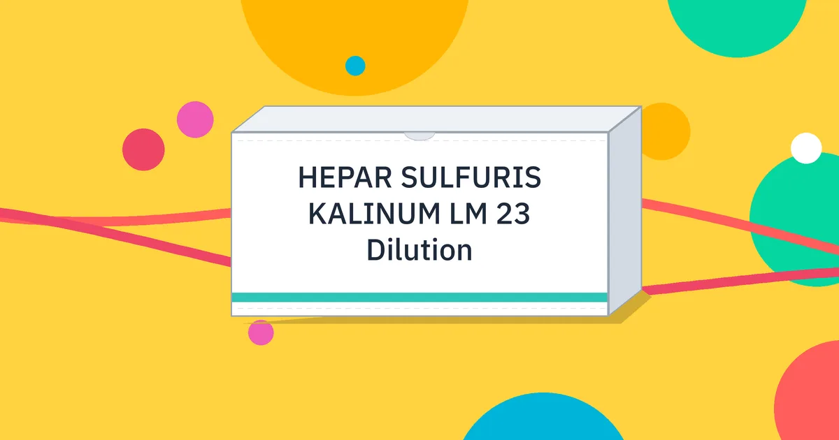 Symbolbild: Packung mit der Aufschrift HEPAR SULFURIS KALINUM LM 23 Dilution (PZN 12888002) – Verfügbarkeit und Bezug in Apotheken in Frankfurt am Main