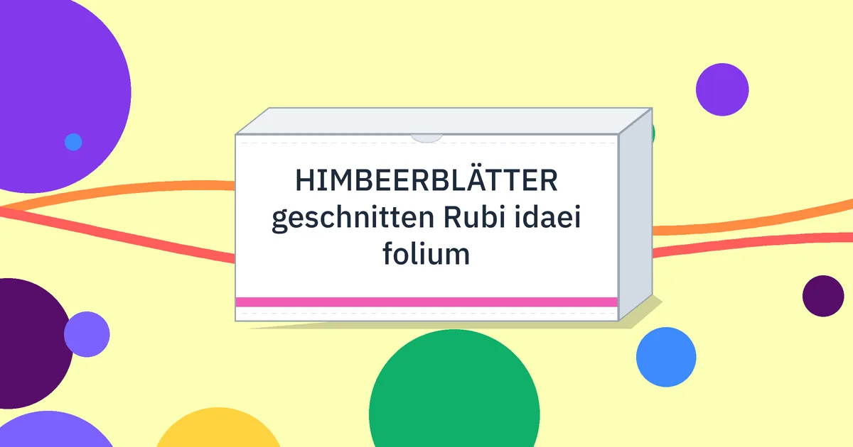 Symbolbild: Packung mit der Aufschrift HIMBEERBLÄTTER geschnitten Rubi idaei folium (PZN 20948907) – Verfügbarkeit und Bezug in Apotheken in Frankfurt am Main