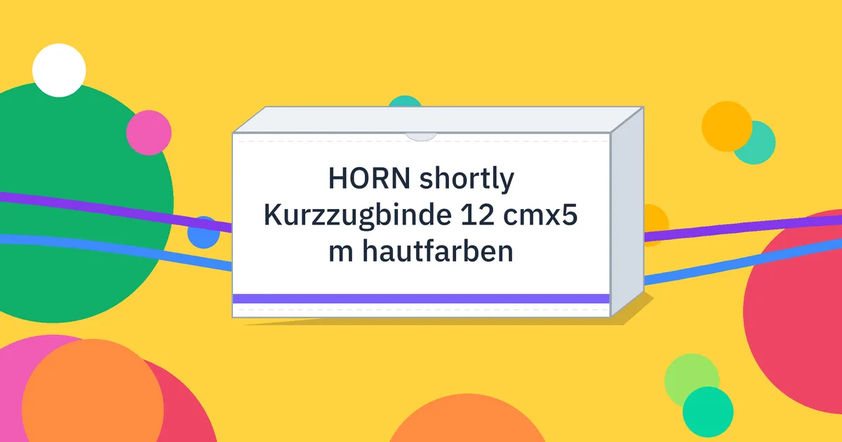 Symbolbild: Packung mit der Aufschrift HORN shortly Kurzzugbinde 12 cmx5 m hautfarben (PZN 04667830) – Verfügbarkeit und Bezug in Apotheken in Frankfurt am Main