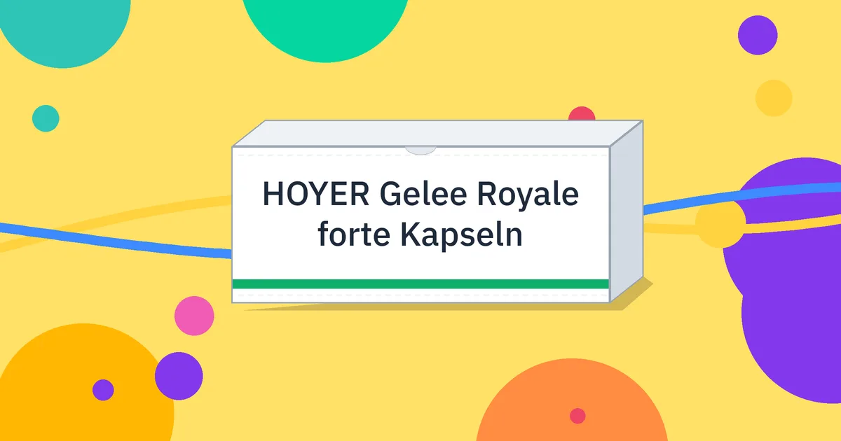 Symbolbild: Packung mit der Aufschrift HOYER Gelee Royale forte Kapseln (PZN 01174050) – Verfügbarkeit und Bezug in Apotheken in Frankfurt am Main