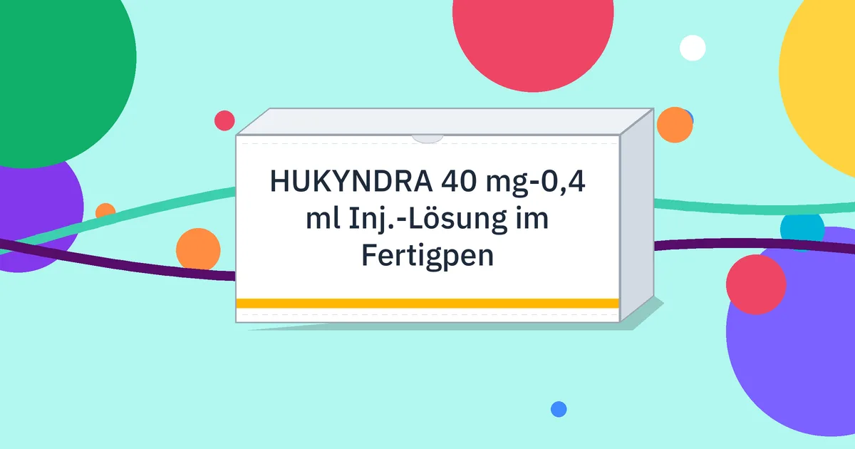 Symbolbild: Packung mit der Aufschrift HUKYNDRA 40 mg-0,4 ml Inj.-Lösung im Fertigpen (PZN 19444283) – Verfügbarkeit und Bezug in Apotheken in Frankfurt am Main