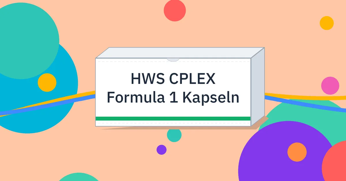 Symbolbild: Packung mit der Aufschrift HWS CPLEX Formula 1 Kapseln (PZN 07224926) – Verfügbarkeit und Bezug in Apotheken in Frankfurt am Main