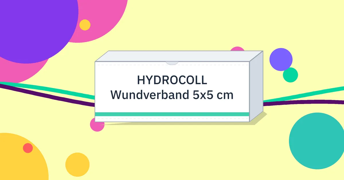 Symbolbild: Packung mit der Aufschrift HYDROCOLL Wundverband 5x5 cm (PZN 17163841) – Verfügbarkeit und Bezug in Apotheken in Frankfurt am Main
