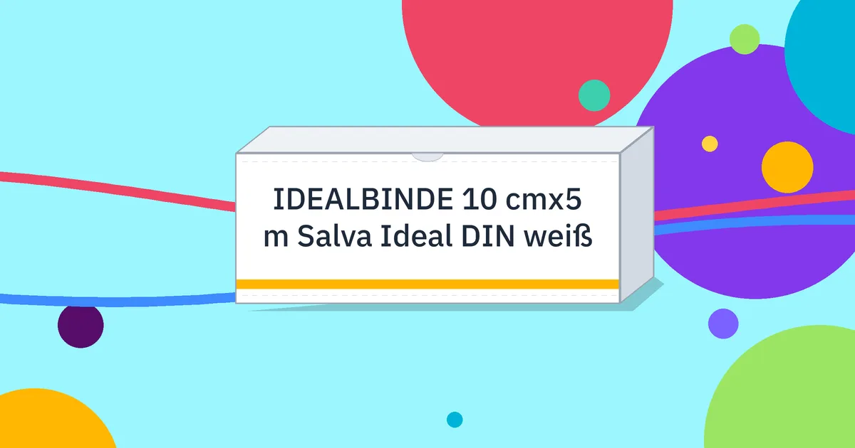 Symbolbild: Packung mit der Aufschrift IDEALBINDE 10 cmx5 m Salva Ideal DIN weiß (PZN 17152151) – Verfügbarkeit und Bezug in Apotheken in Frankfurt am Main
