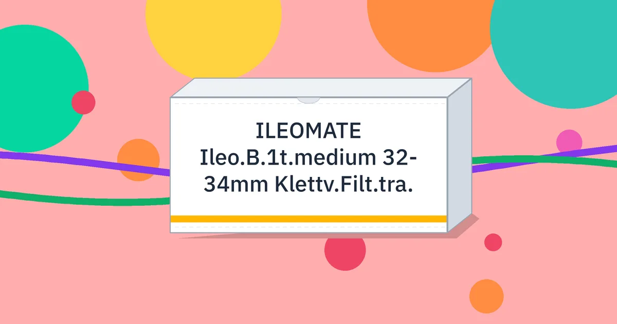 Symbolbild: Packung mit der Aufschrift ILEOMATE Ileo.B.1t.medium 32-34mm Klettv.Filt.tra. (PZN 09175652) – Verfügbarkeit und Bezug in Apotheken in Frankfurt am Main