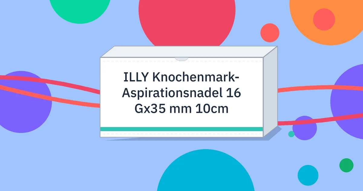 Symbolbild: Packung mit der Aufschrift ILLY Knochenmark-Aspirationsnadel 16 Gx35 mm 10cm (PZN 16362573) – Verfügbarkeit und Bezug in Apotheken in Frankfurt am Main