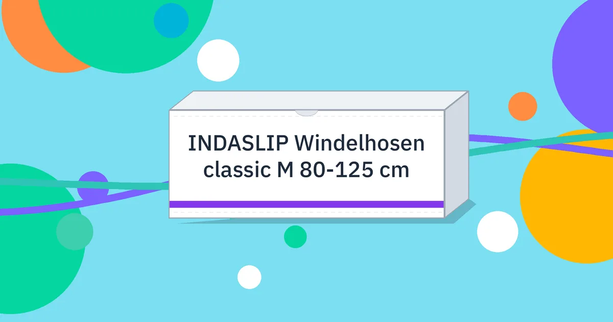 Symbolbild: Packung mit der Aufschrift INDASLIP Windelhosen classic M 80-125 cm (PZN 09922480) – Verfügbarkeit und Bezug in Apotheken in Frankfurt am Main