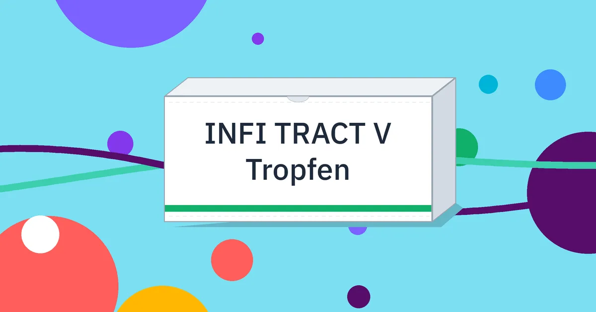 Symbolbild: Packung mit der Aufschrift INFI TRACT V Tropfen (PZN 00774150) – Verfügbarkeit und Bezug in Apotheken in Frankfurt am Main