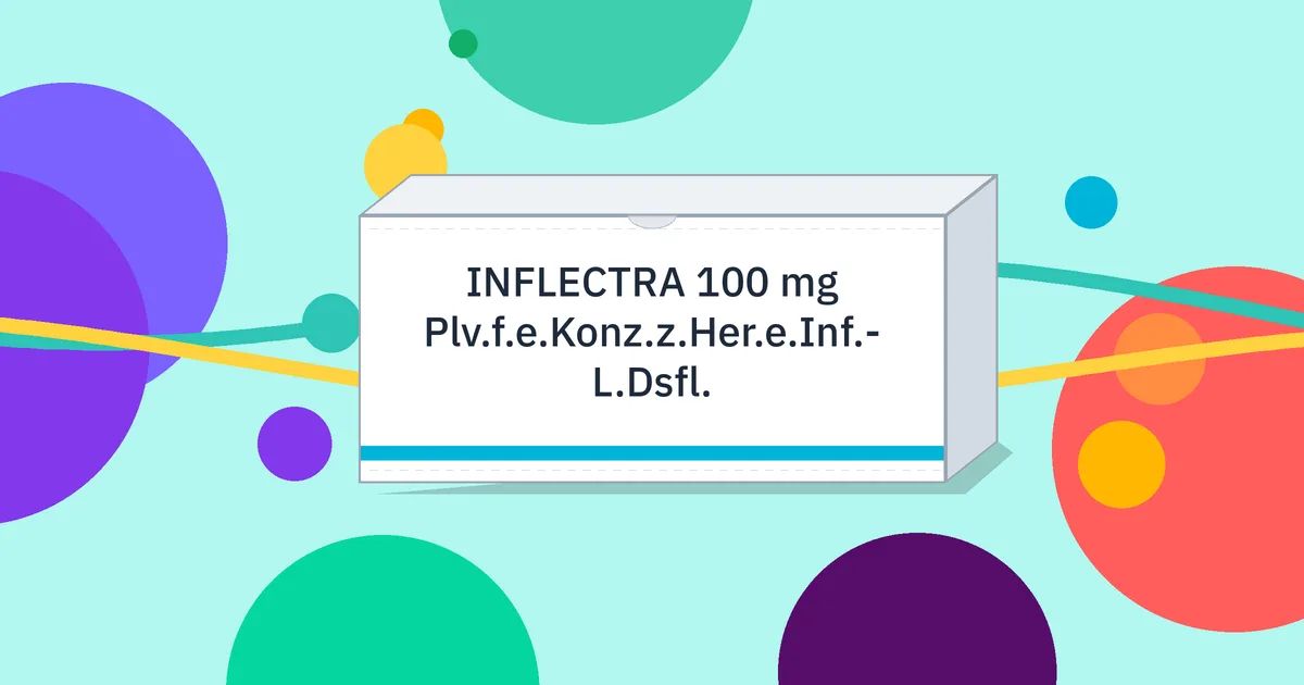 Symbolbild: Packung mit der Aufschrift INFLECTRA 100 mg Plv.f.e.Konz.z.Her.e.Inf.-L.Dsfl. (PZN 08798546) – Verfügbarkeit und Bezug in Apotheken in Frankfurt am Main