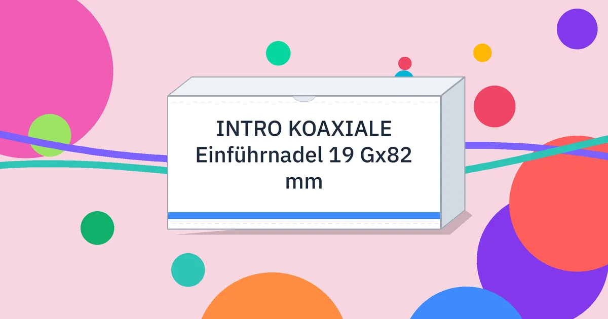 Symbolbild: Packung mit der Aufschrift INTRO KOAXIALE Einführnadel 19 Gx82 mm (PZN 19737246) – Verfügbarkeit und Bezug in Apotheken in Frankfurt am Main